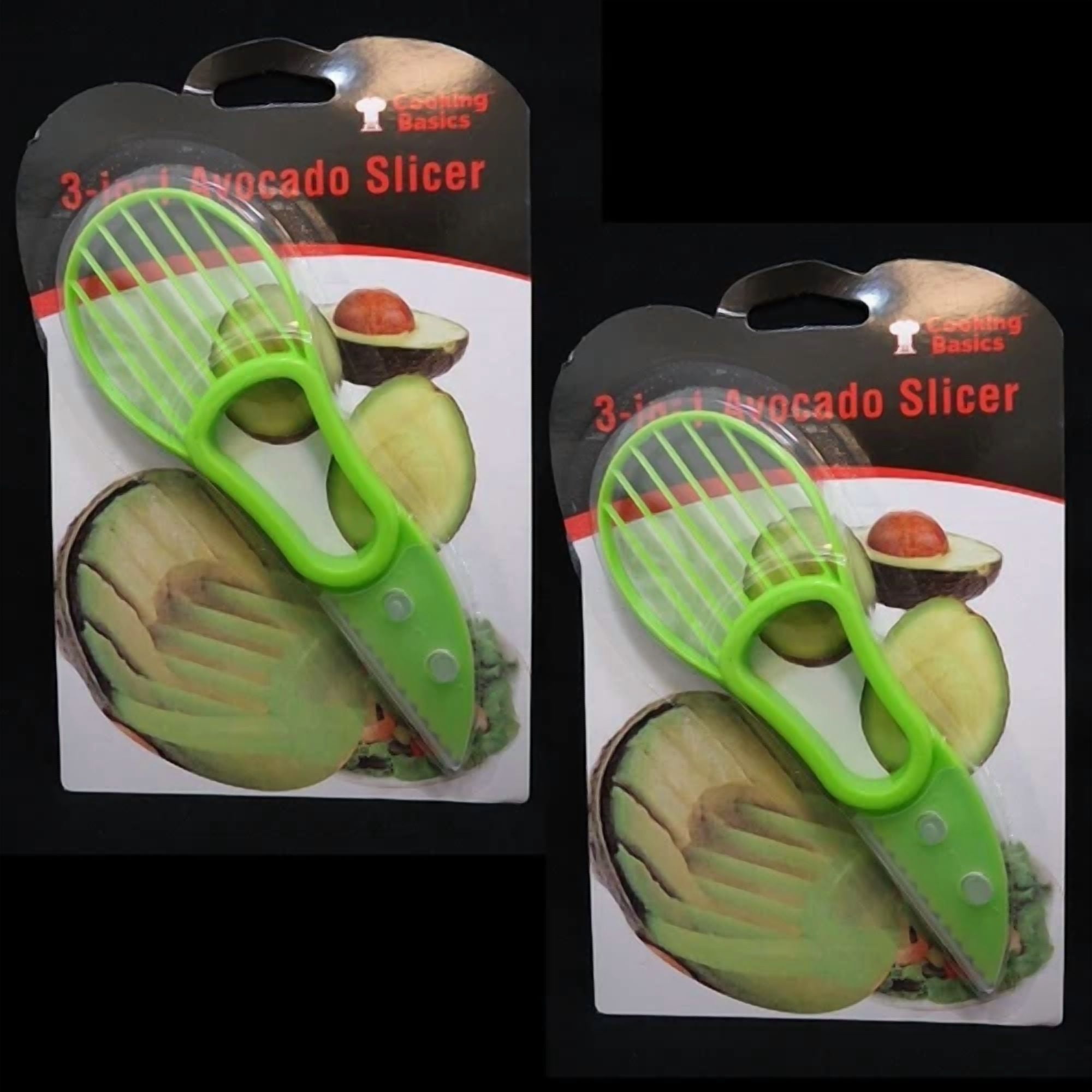 2 Cooking Basics 3-In-1 Avocado Slicer Split Pit Slice Scoop Avocado Green Color - Walmart.com