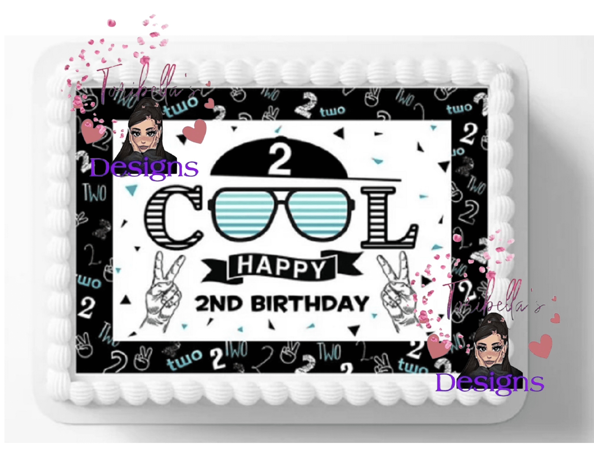 2 Cool Two Year Old Boy Edible Image Themed Birthday Party Cake Topper ...