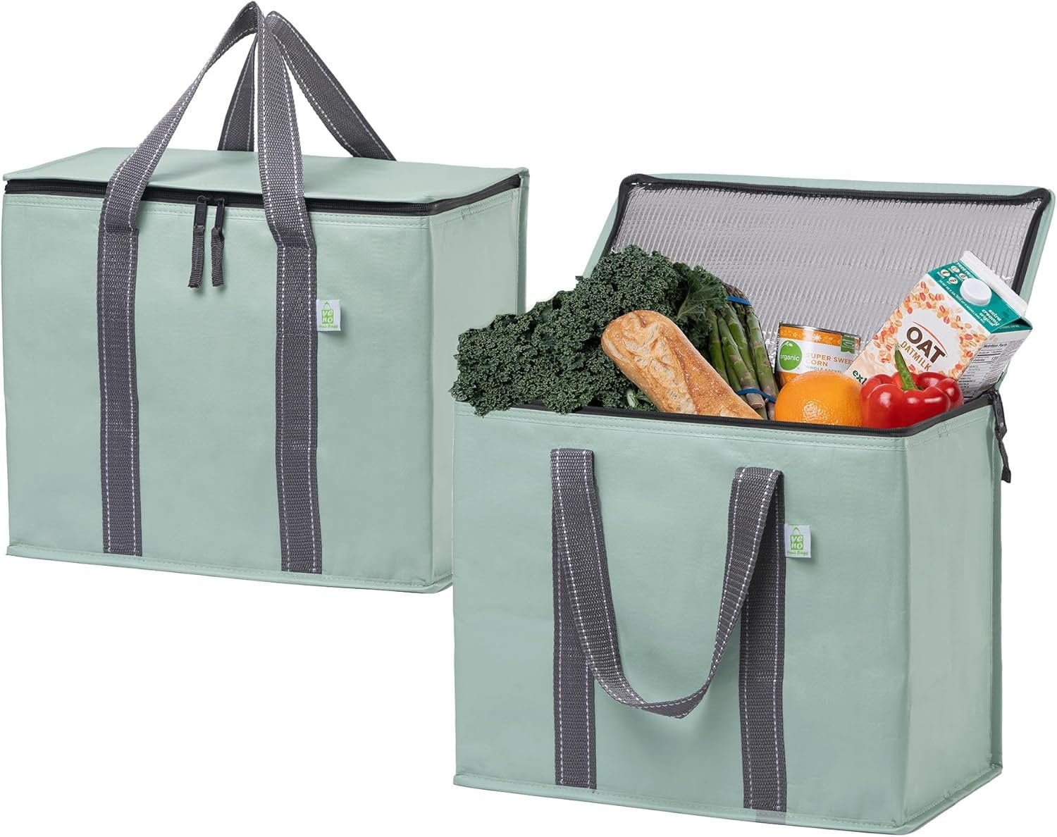 2 Cooler Bag and Insulated Grocery Bags for Delivery, Collapsible ...