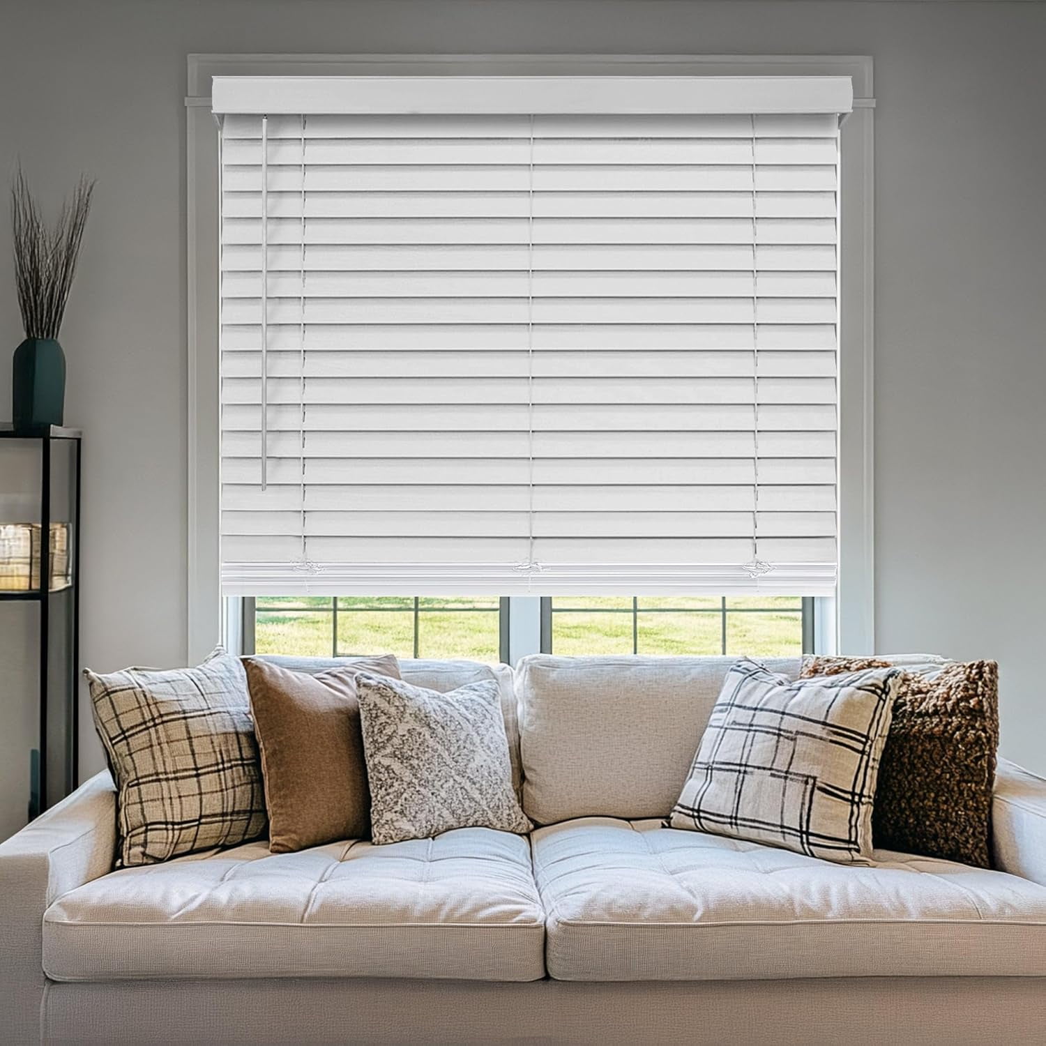 2" Cordless Faux Wood Blinds, Room Darkening Smooth PVC Window Blinds ...