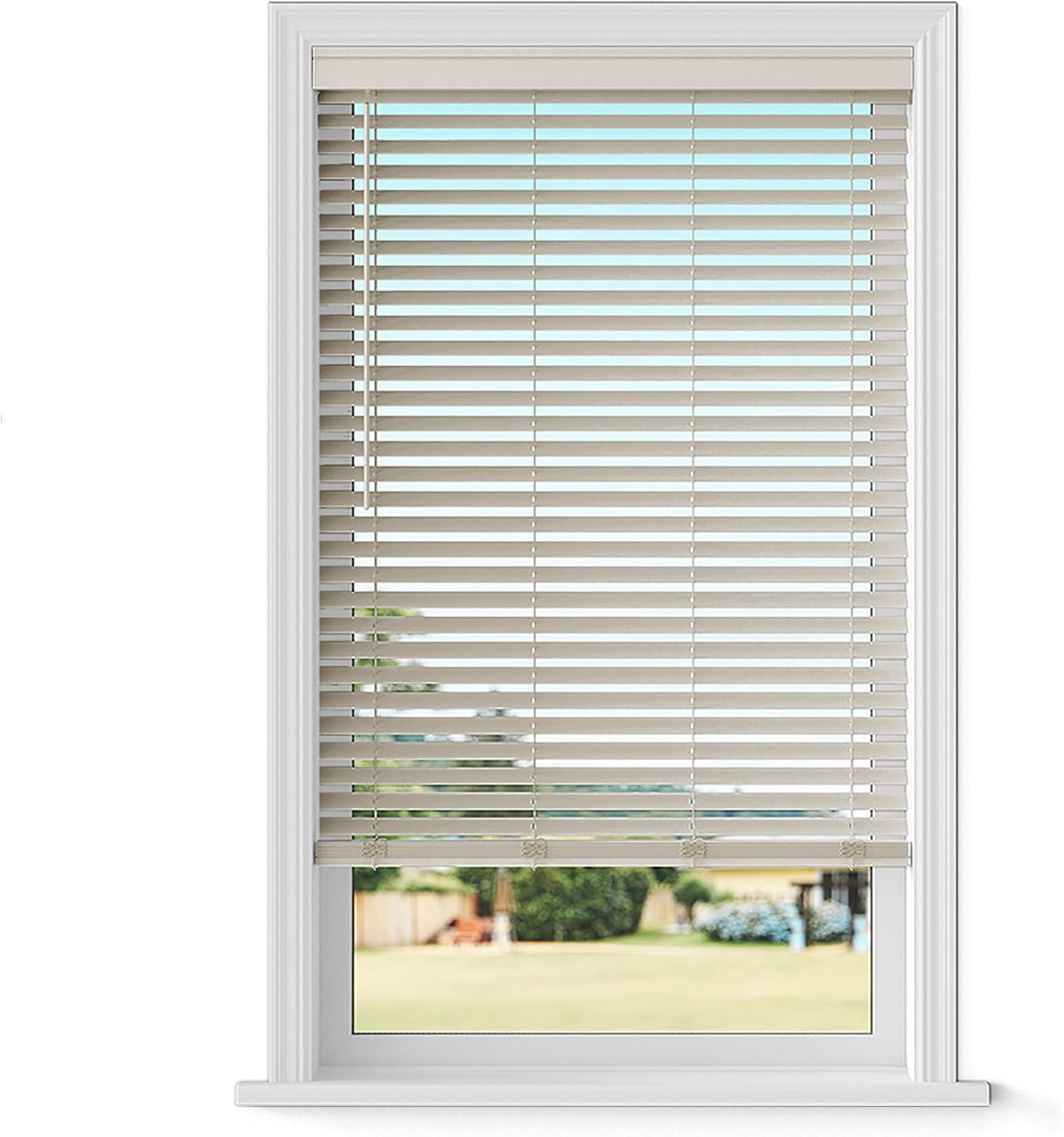 - 2" Cordless Smooth Slat Faux Wood Window Blinds for Home - 46.5" W x ...