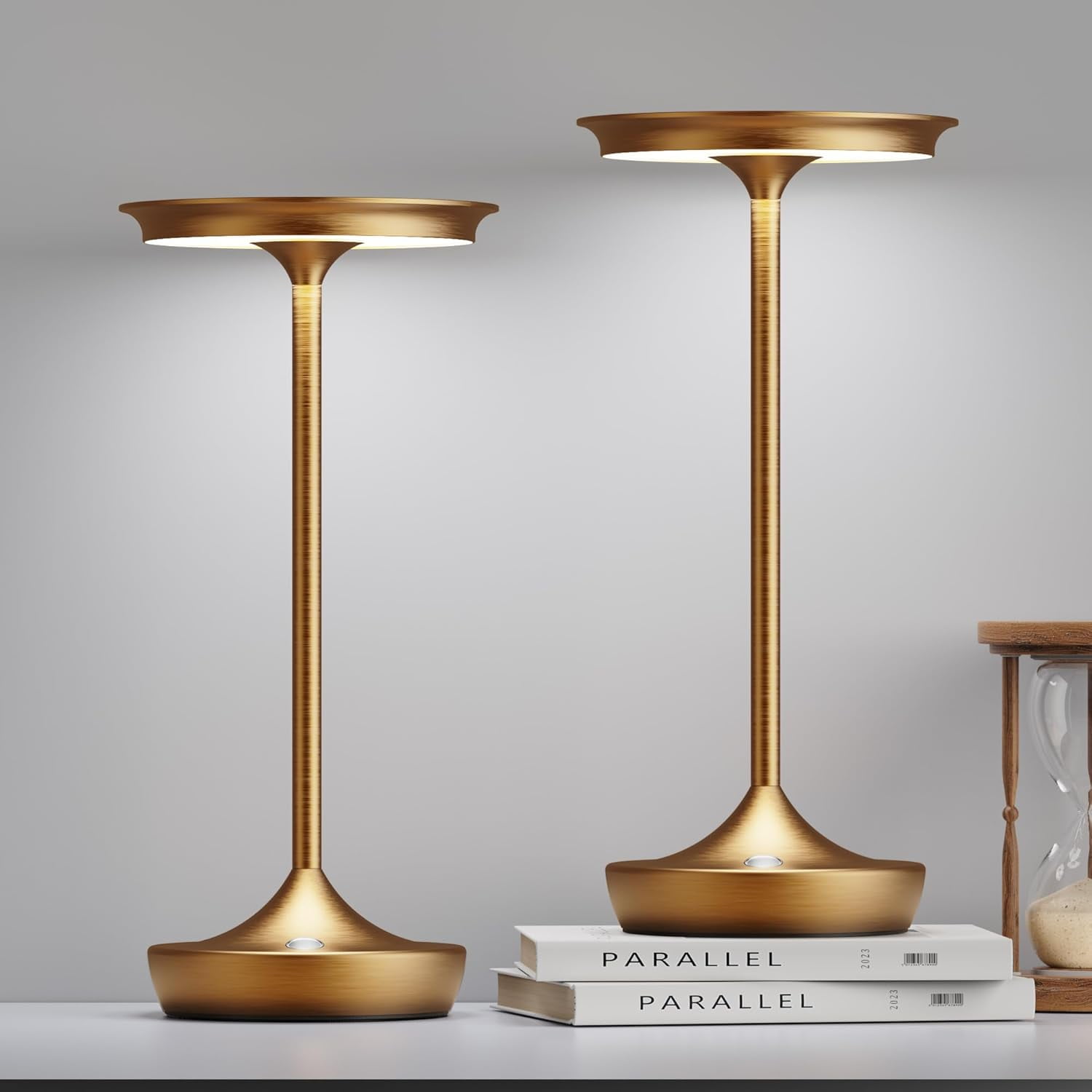 2 Cordless Table Lamps, Portable Outdoor Operated 3 Color Stepless ...