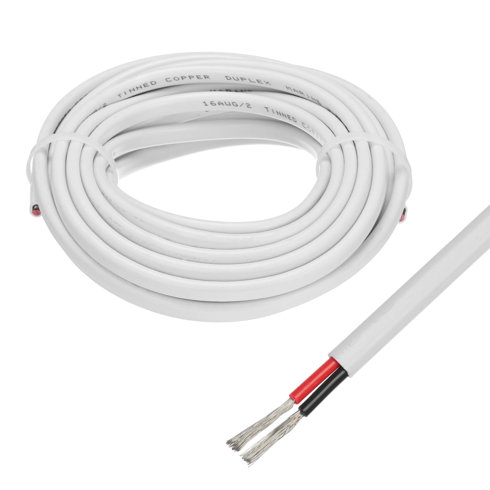 2 Core 16AWG Duplex Marine Wire 20 Ft Tinned Copper Insulated Boat ...