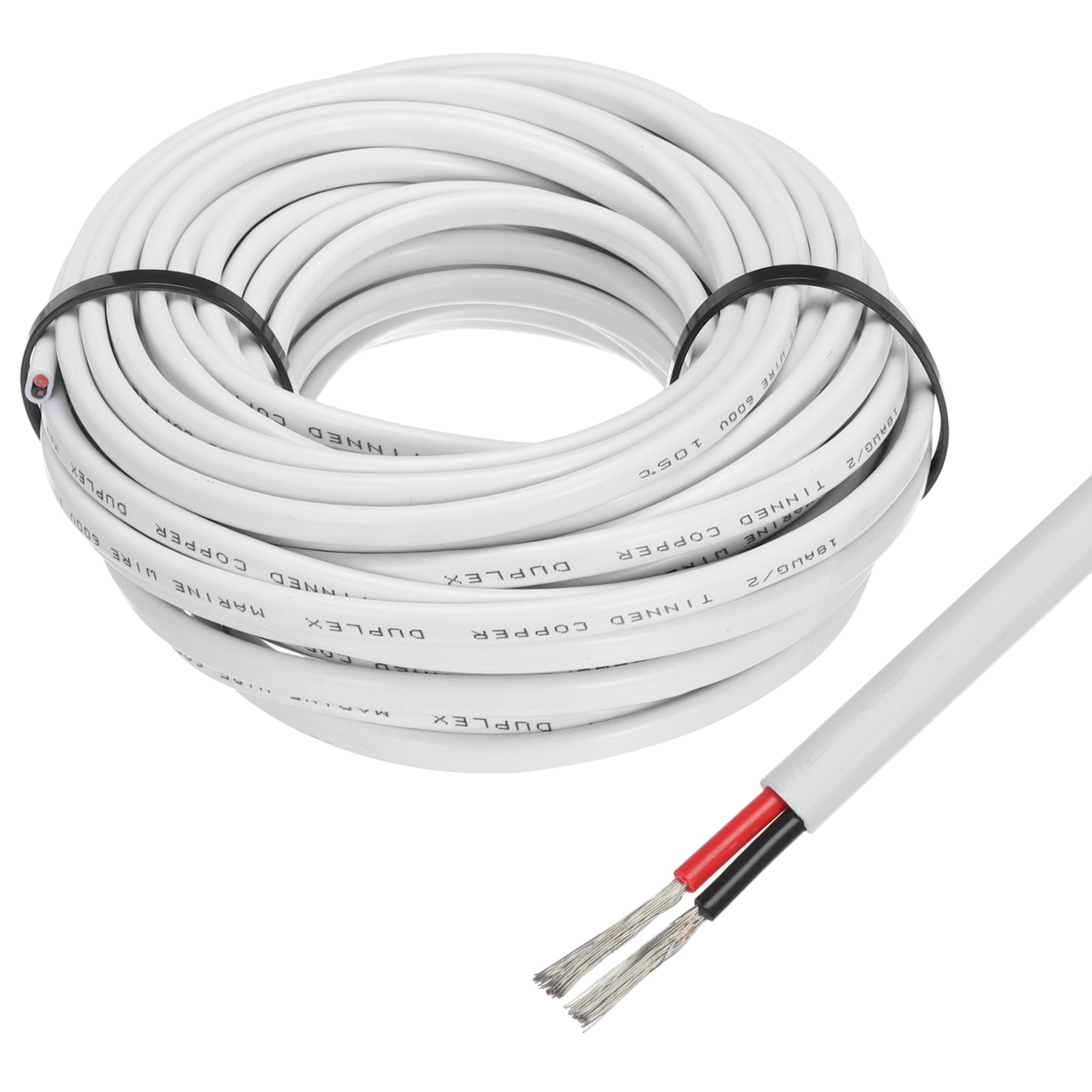 2 Core 18AWG Duplex Marine Wire 50 Ft Tinned Copper Insulated Boat ...