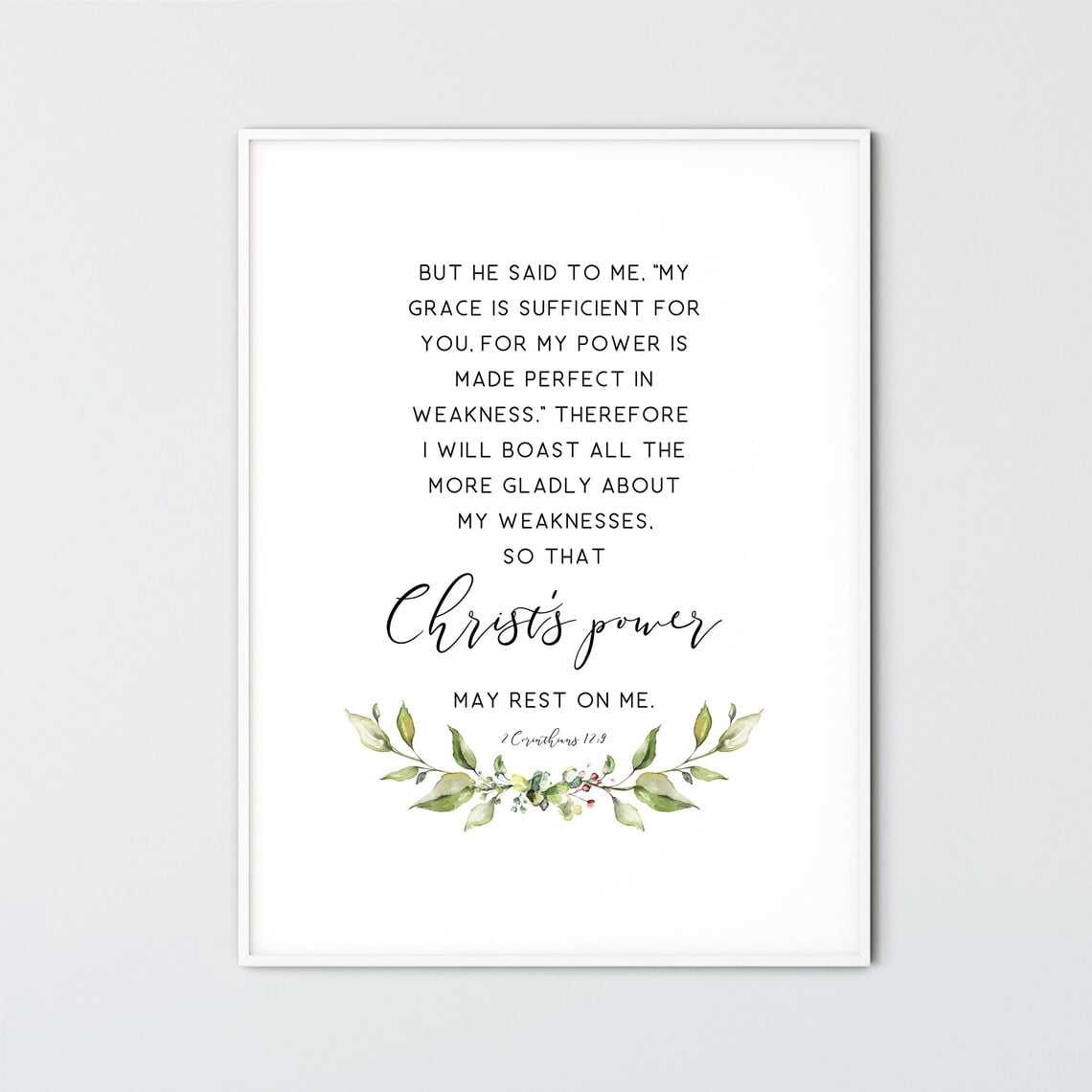 2 Corinthians 12:9 My Grace Is Sufficient Niv Scripture Poster ...