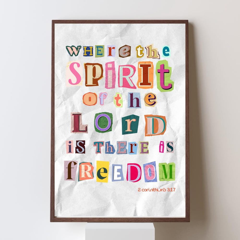 2 Corinthians 3:17 Typography Poster Trendy Christian Wall Art Ransom ...