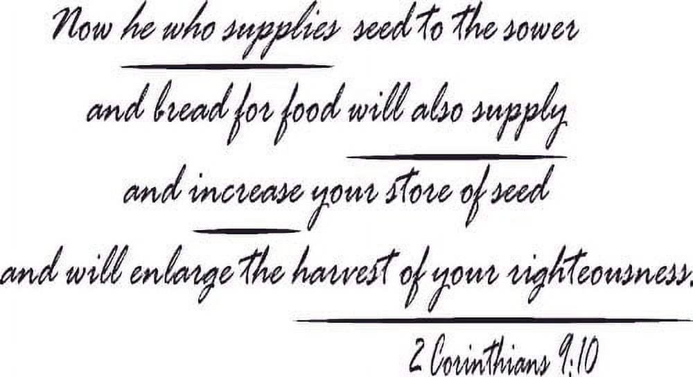 2 Corinthians 9:10, Bible Verse Vinyl Wall Decal by Scripture Wall Art ...