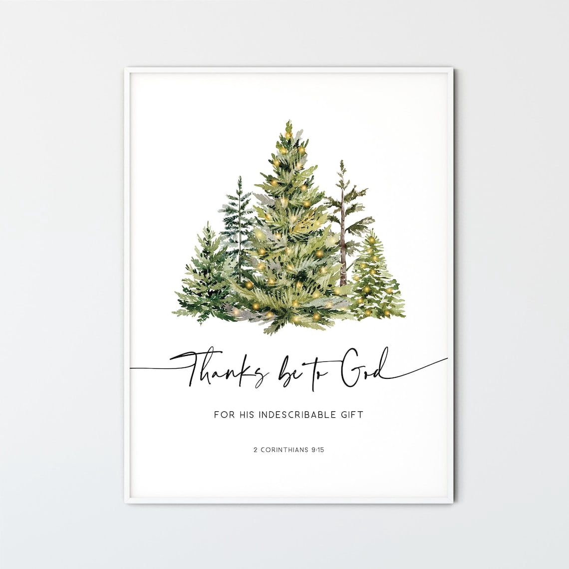 2 Corinthians 9:15 Thanks Be To God Trees Scripture Wall Art Poster ...