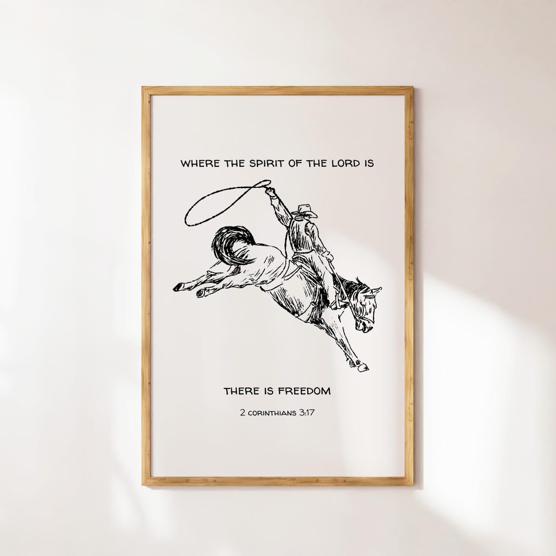 2 Corinthians Cowboy Print, Christian Wall Art, Western 2.0, Bible ...
