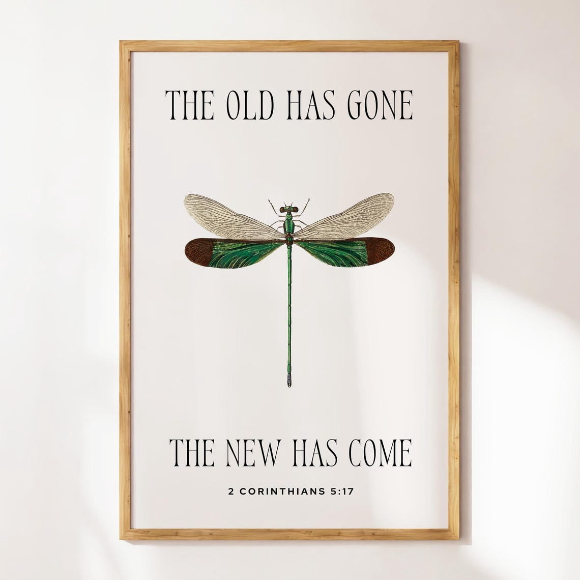 2 Corinthians Dragonfly Christian Wall Art Bible Verse Quote Sage Green ...
