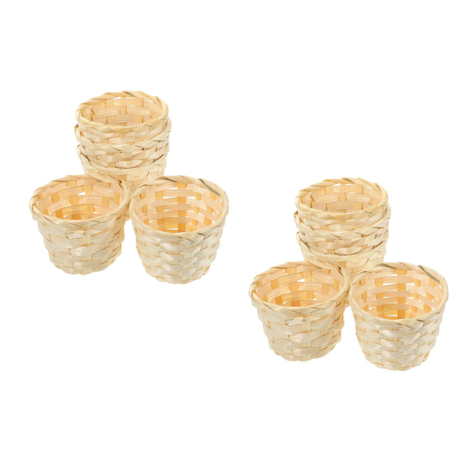 2 Count Bamboo Woven Storage Basket Mini Without Handles Small Wicker ...