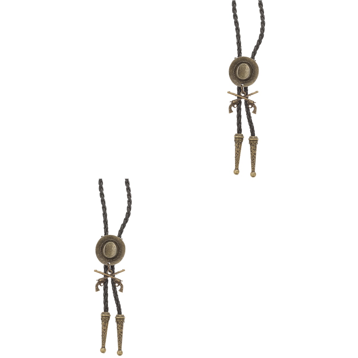 2 Count Bolo Tie Men Ties Necklace for Man Pu Leather Rope Alloy ...