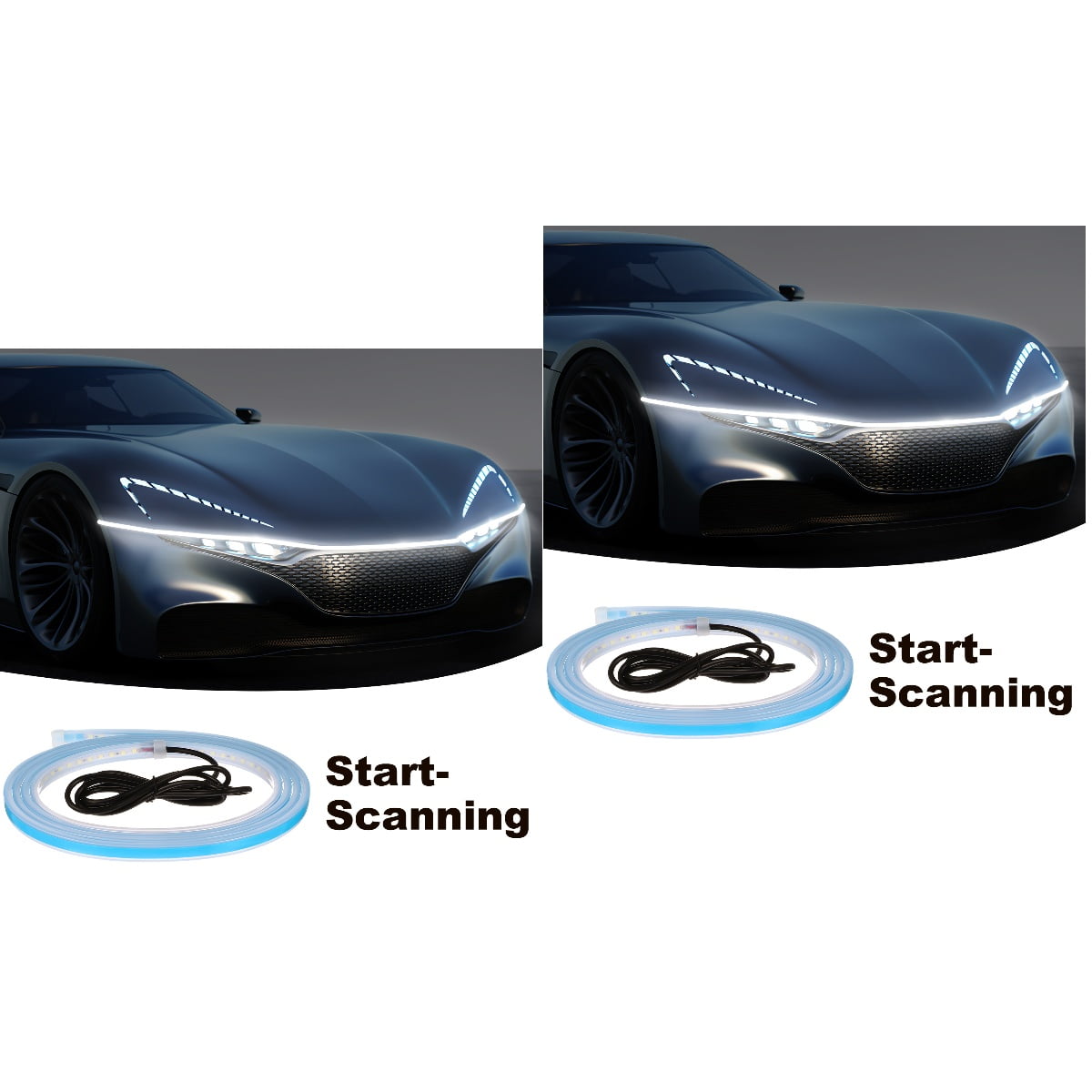 2 Count Charger Car Bonnet Light Strip Flexible Led RGB Engine Hood ...
