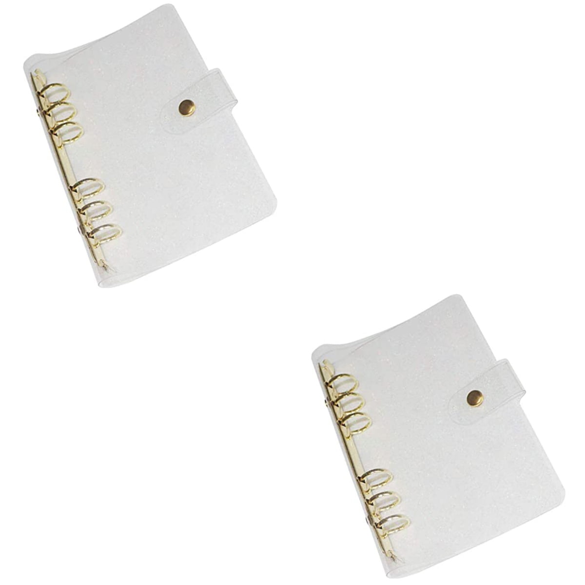 2 Count Clear Binder Thin Glitter Note Pads Clips 6 Ring Pvc Refillable ...