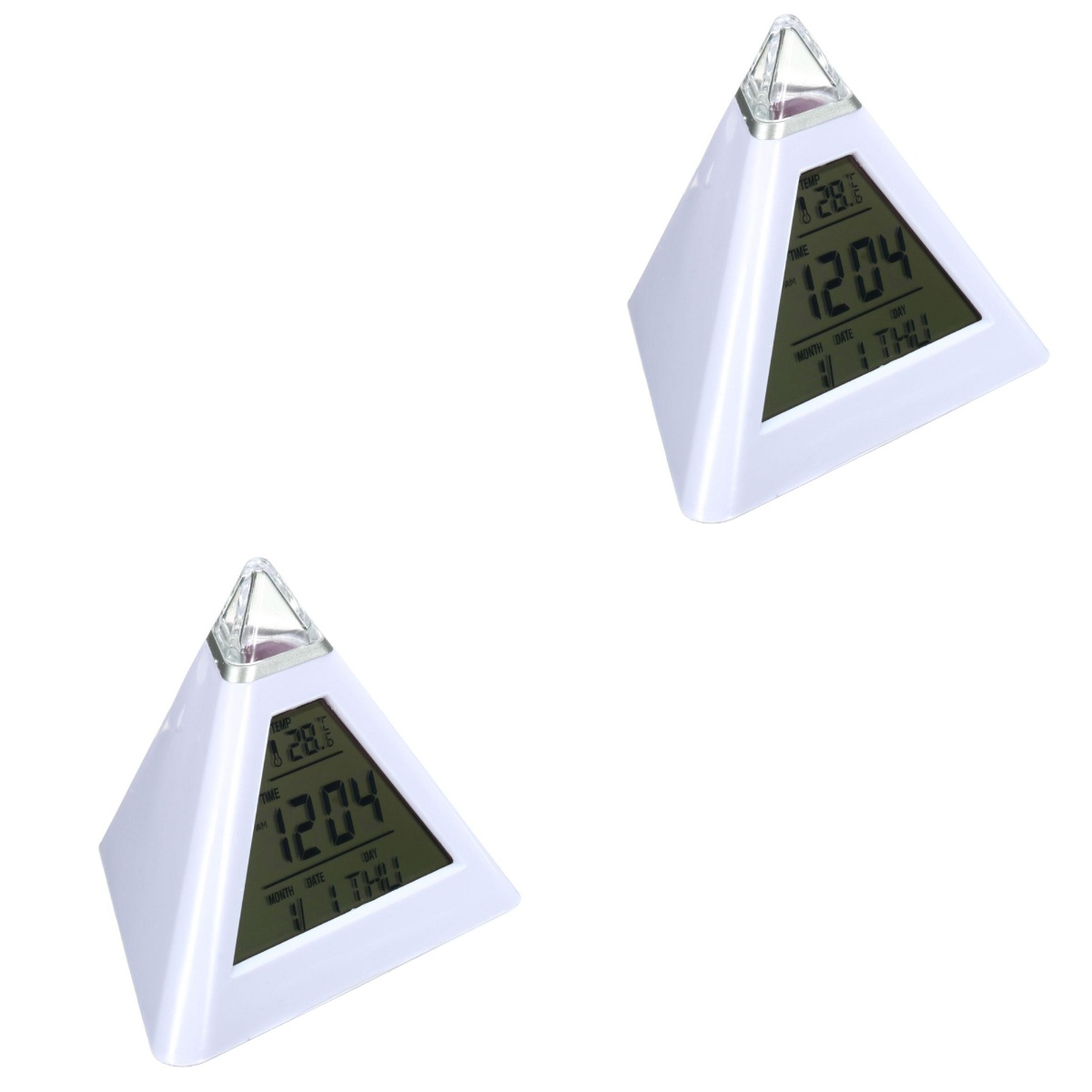 TABLZONE Digital Alarm Clock Set with Color Changing LED, White Pyramid ...
