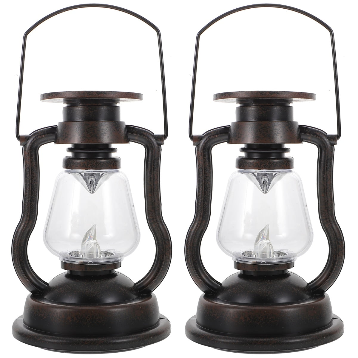 2 Count Decor Solar Wind Lamp Garden Light BBQ Lantern Rechargeable ...