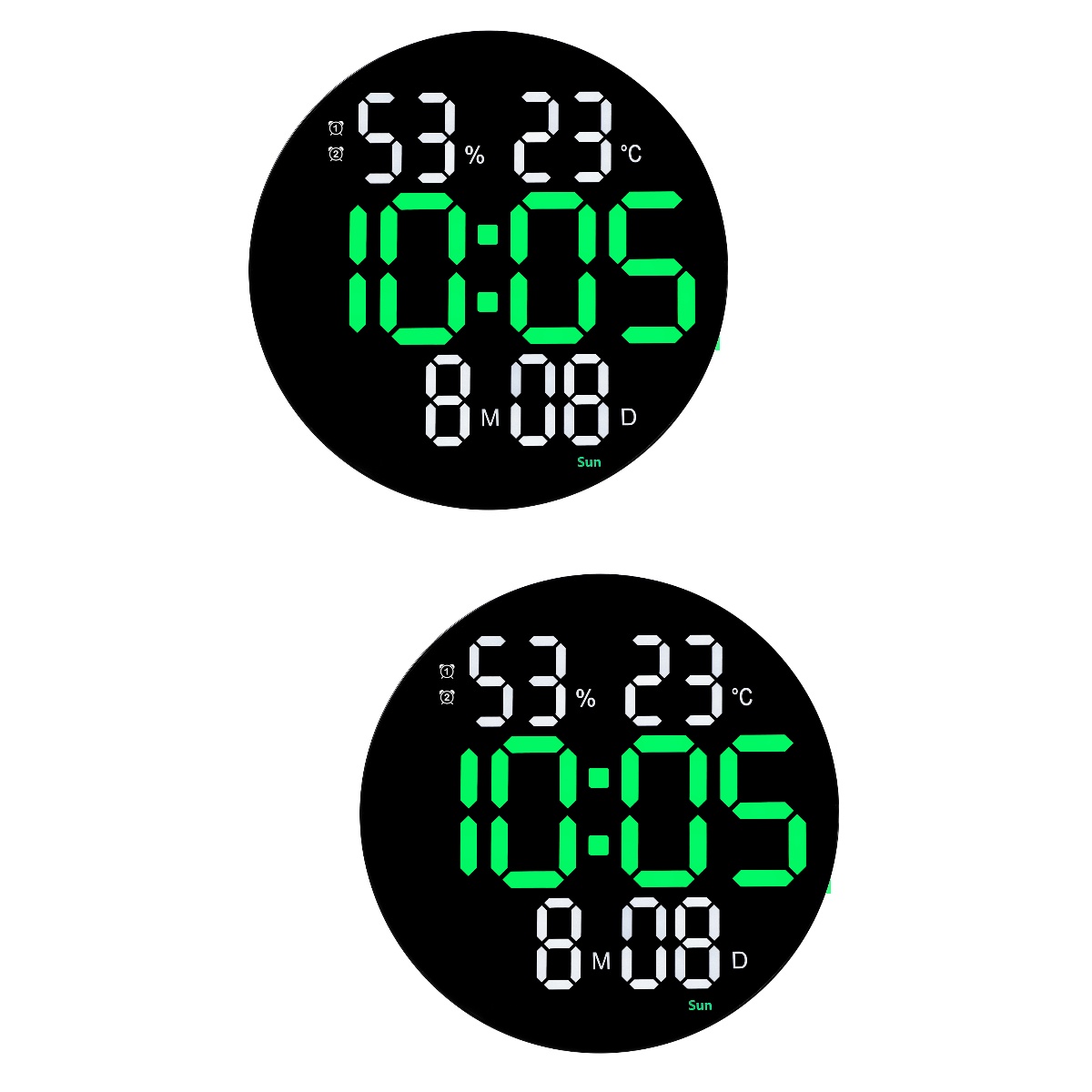2 Count Digital Wall Clock Powered Touch Lamp with Alarm Clocks ...