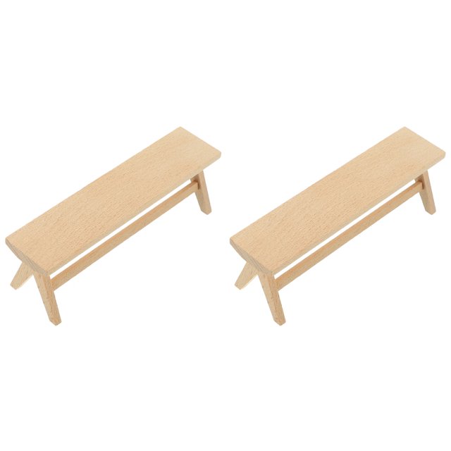 2 Count Doll House Mini Bench Model Table and Chair Furniture Ornaments ...