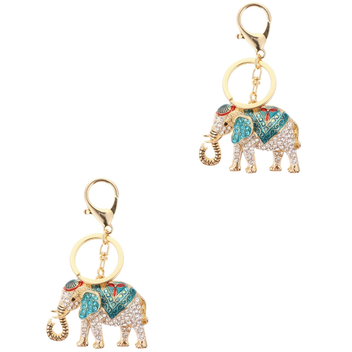 2 Count Elephant Keychain Elephants Toy Beaded Locket Wallet Girl Blue ...