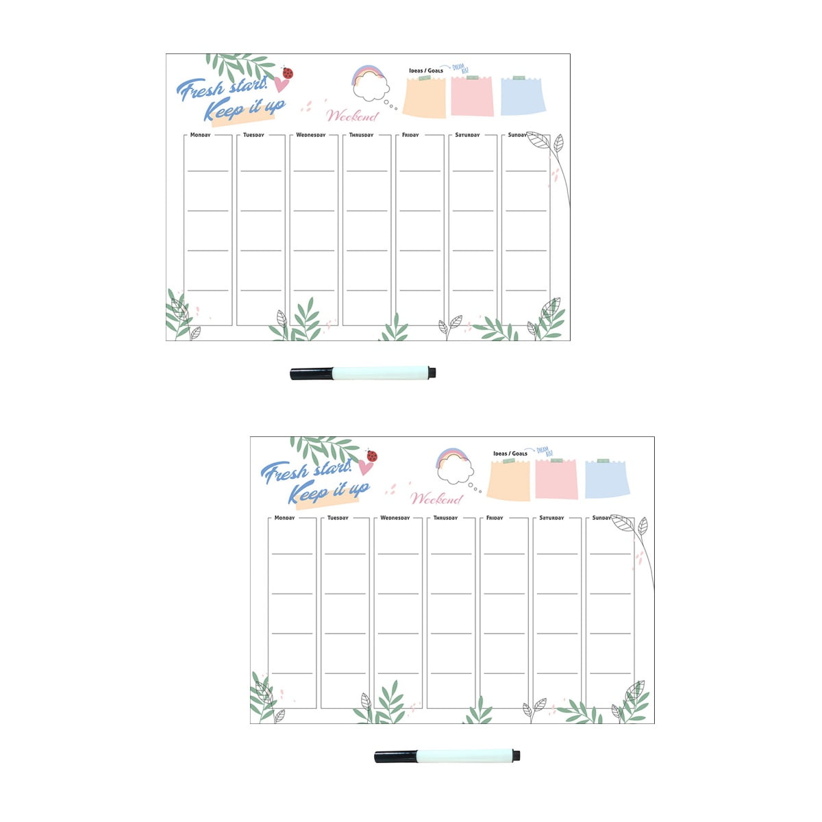 2 Count Erase Adhesive Board Calendar Weekly Whiteboard Stickers ...
