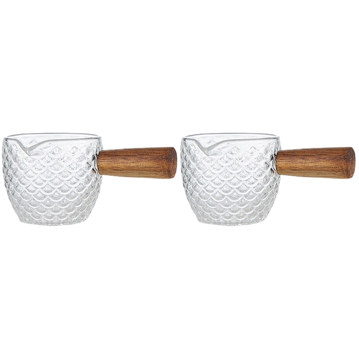 2 Count Fish Scale Glass Milk Cup Espresso Shot Jug Cups Clear Pitcher ...