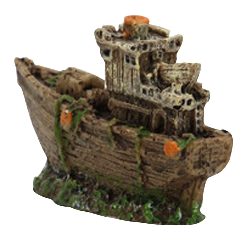 2 Count Fish Tank Resin Shipwreck Ornament Fish Tank Landscape Decor ...