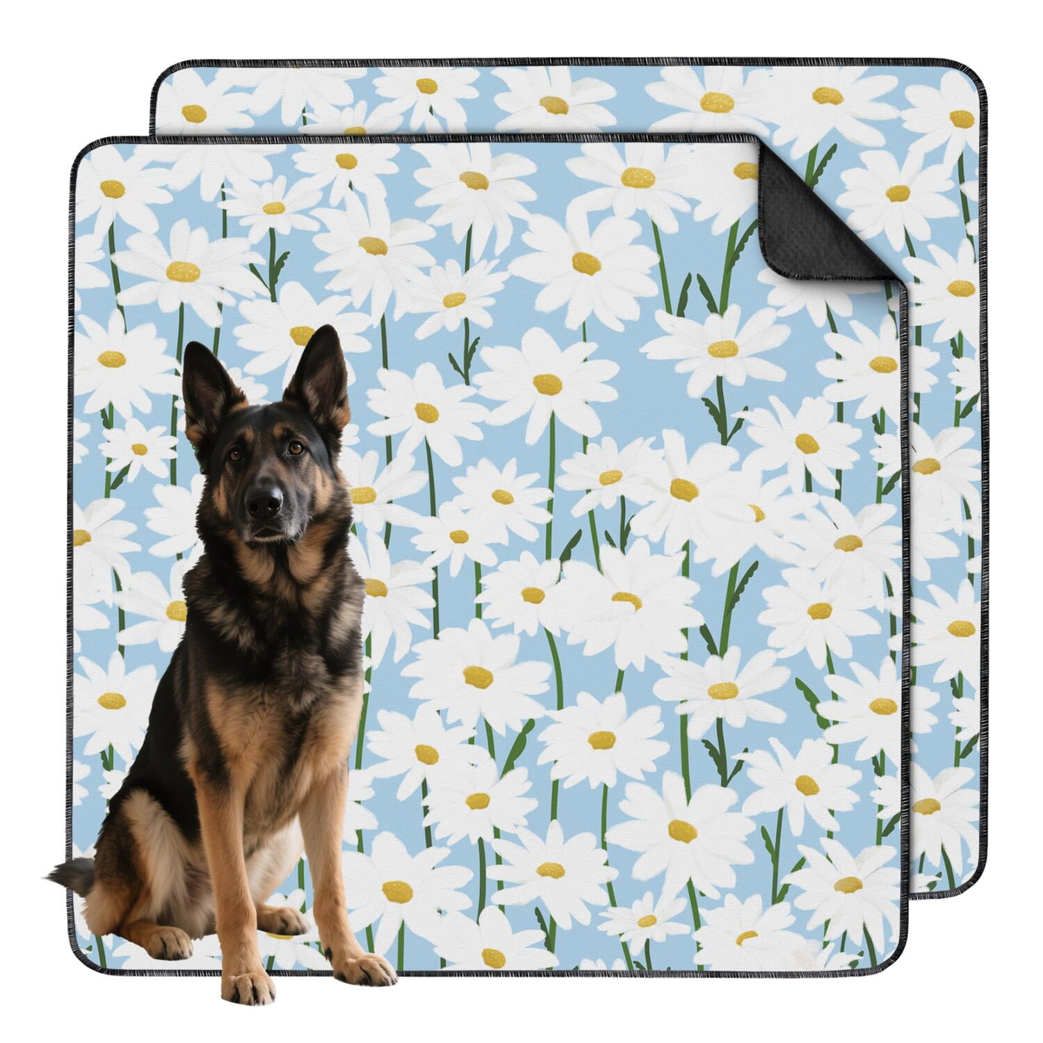 2-Count Floral Design Pet Training Mats 48x48 Inch Washable Reusable ...
