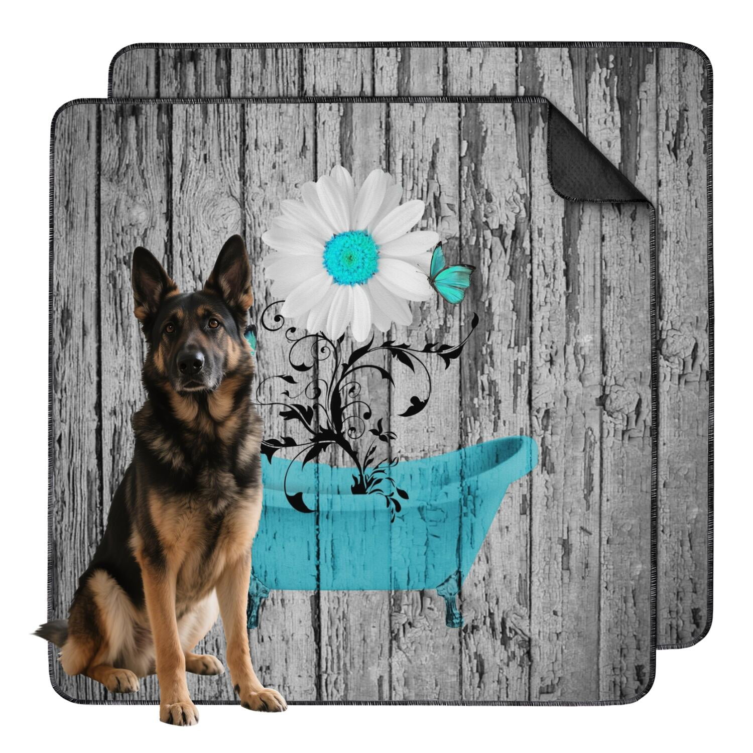 2-Count Floral Design Pet Training Mats 48x48 Inch Washable Reusable ...