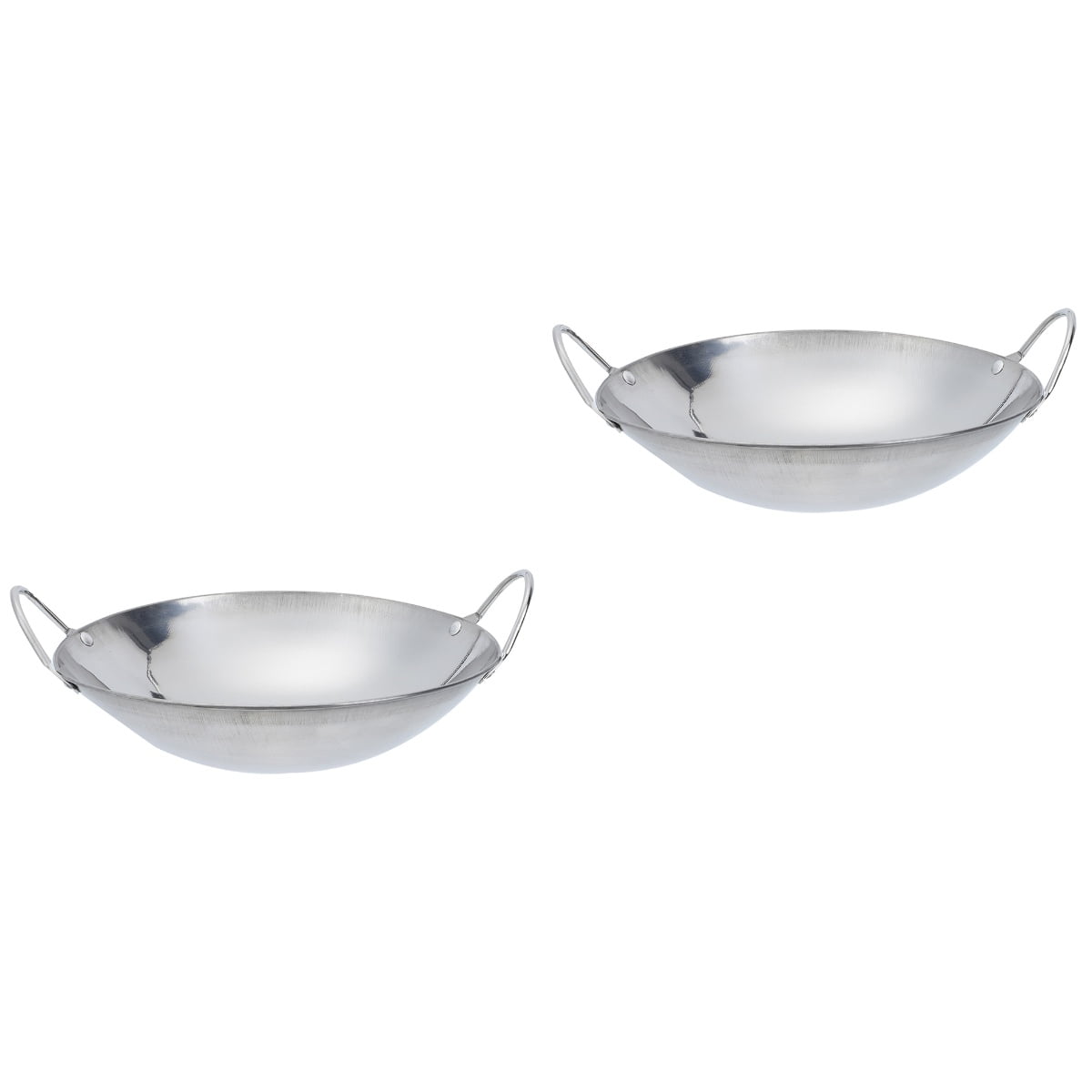 2 Count Griddle Nonstick Frying Pan Stainless Steel Wok Anti-spill ...