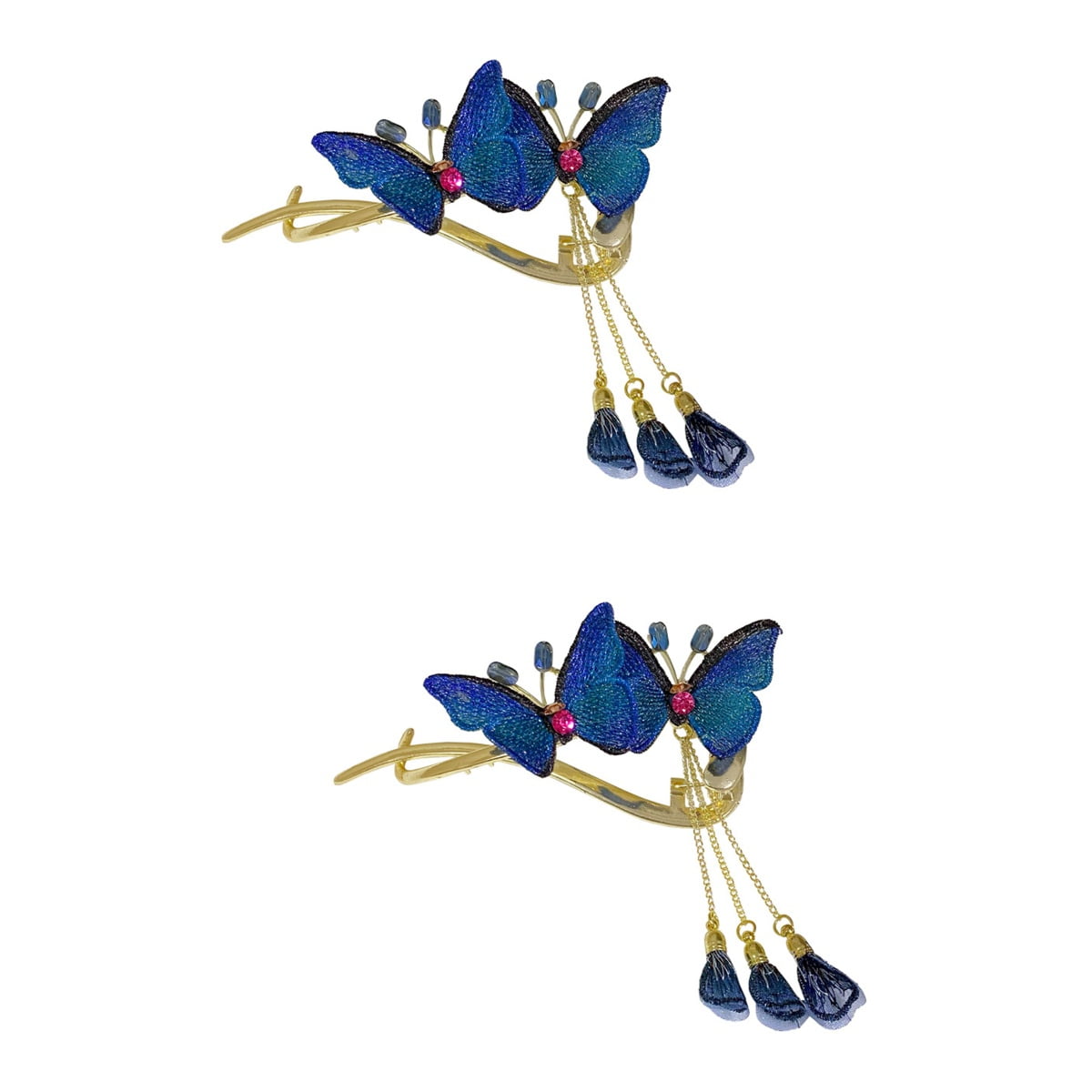 2 Count Hair Bands Butterfly Embroidered Clip Clips for Women Toddler ...