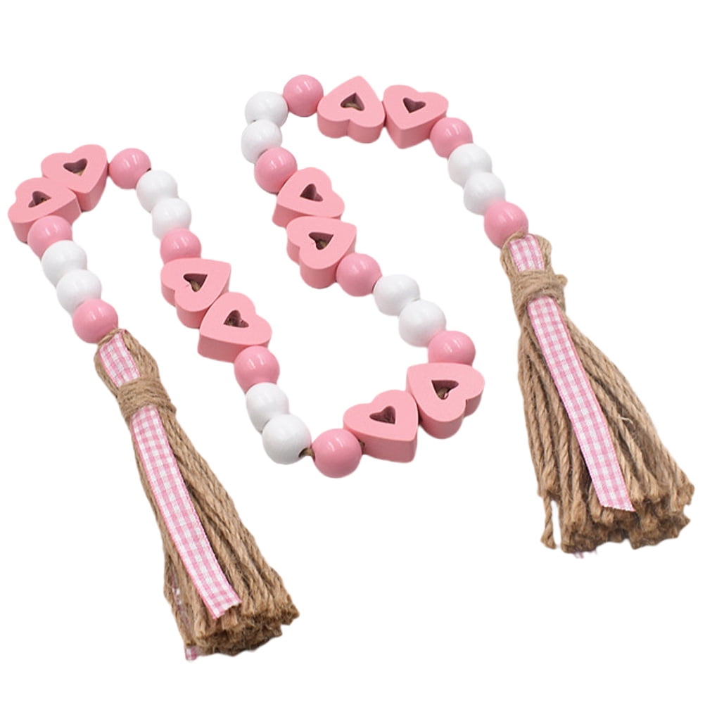 2 Count Heart Bead Garland Valentine's Day Decorations Gold Tinsel Pink ...