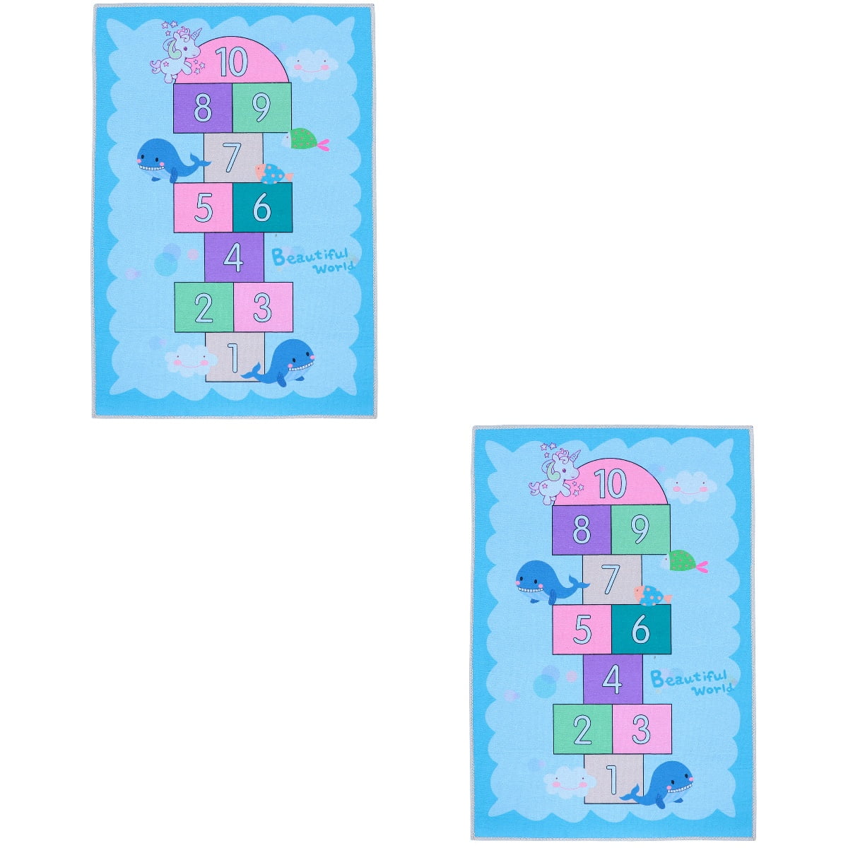 2 Count Hopscotch Mat for Kids Outdoor Anti-Slip Play Rug Child ...