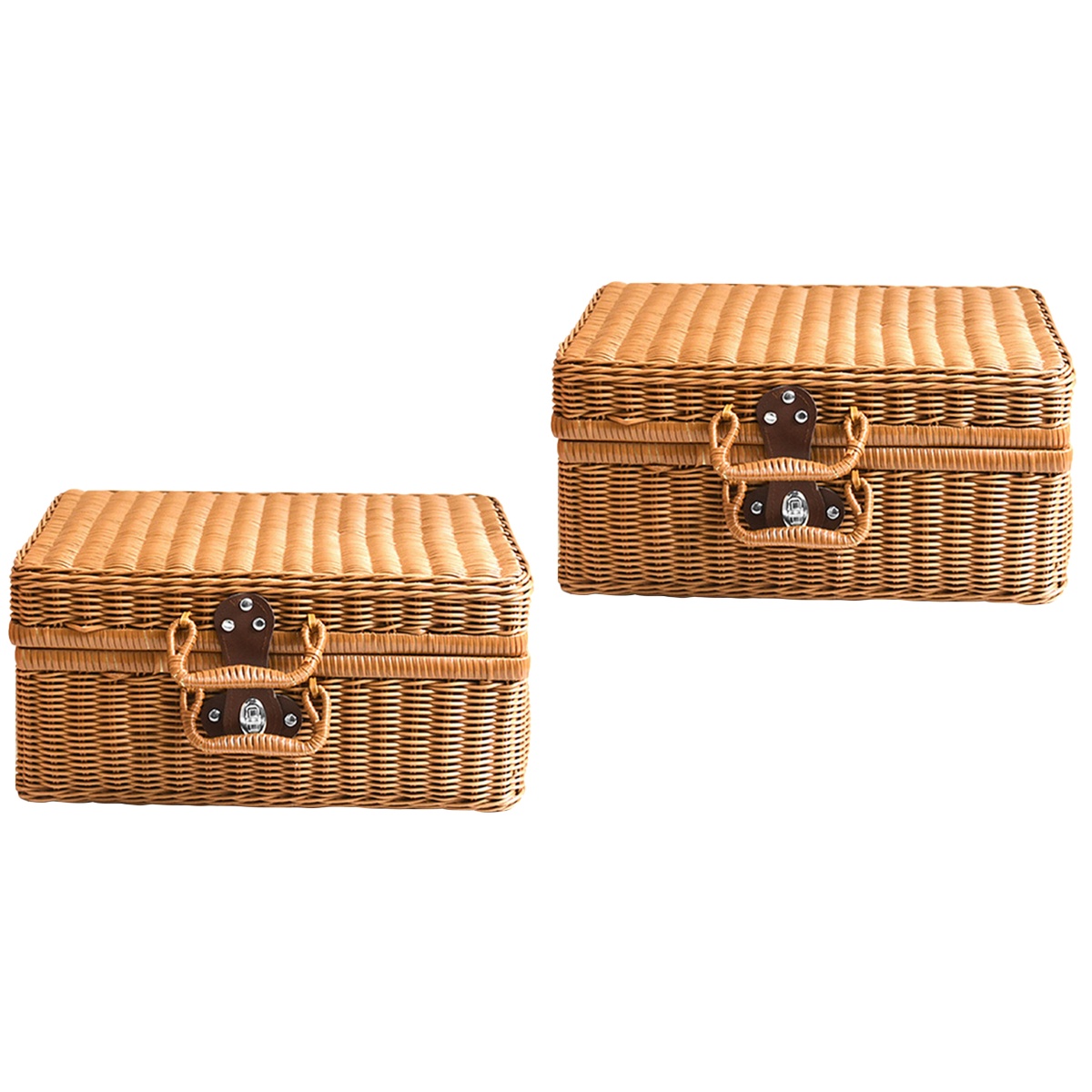 2 Count Imitation Rattan Suitcase Decor Storage Case Handwoven Suitcase ...