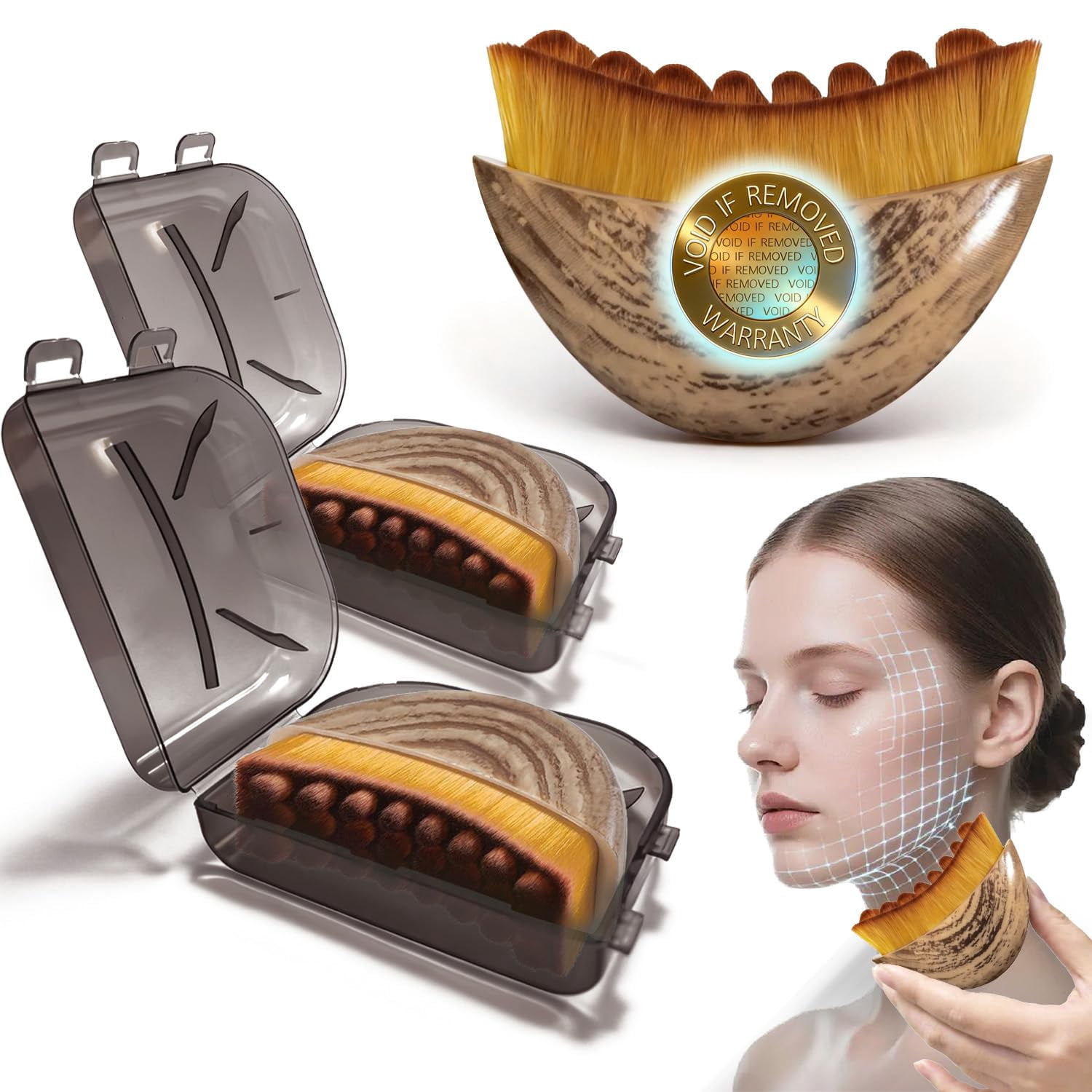 2 Count Lymphatic Contour Face Brush Dry Facial Tool for Anti-puffiness ...