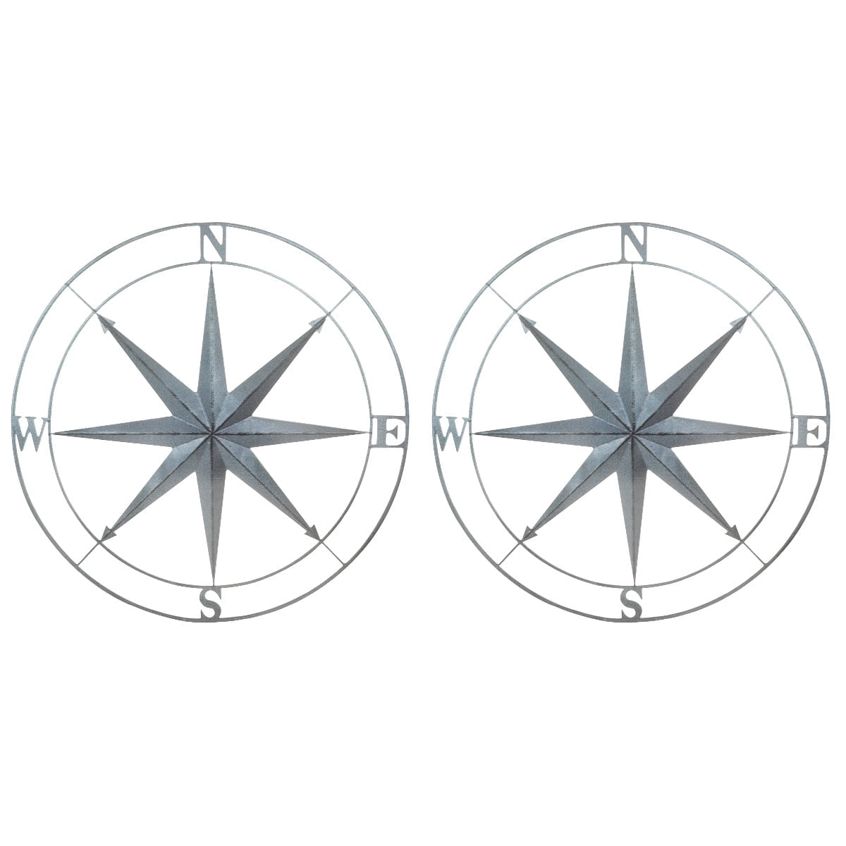 2 Count Metal Compass Nautical Wall Vintage Ornament Iron Art Decor for ...