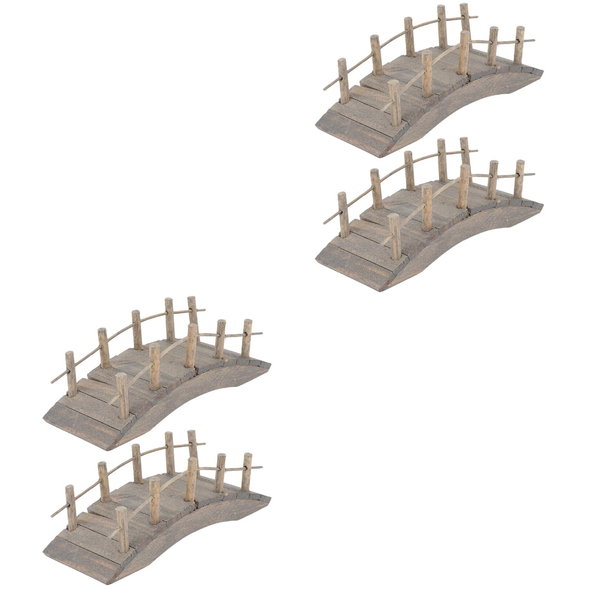 2 Count Mini Garden Decorations Wooden Arch Bridge Miniature Scene ...
