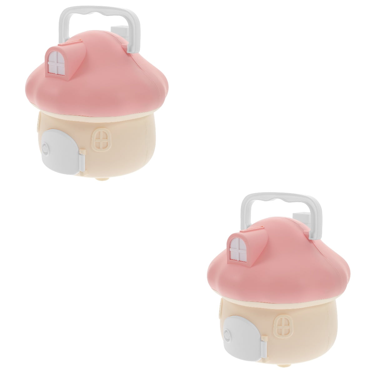 Set of 2 Pink Mushroom House Piggy Banks for Kids, Child Cash Can Money ...