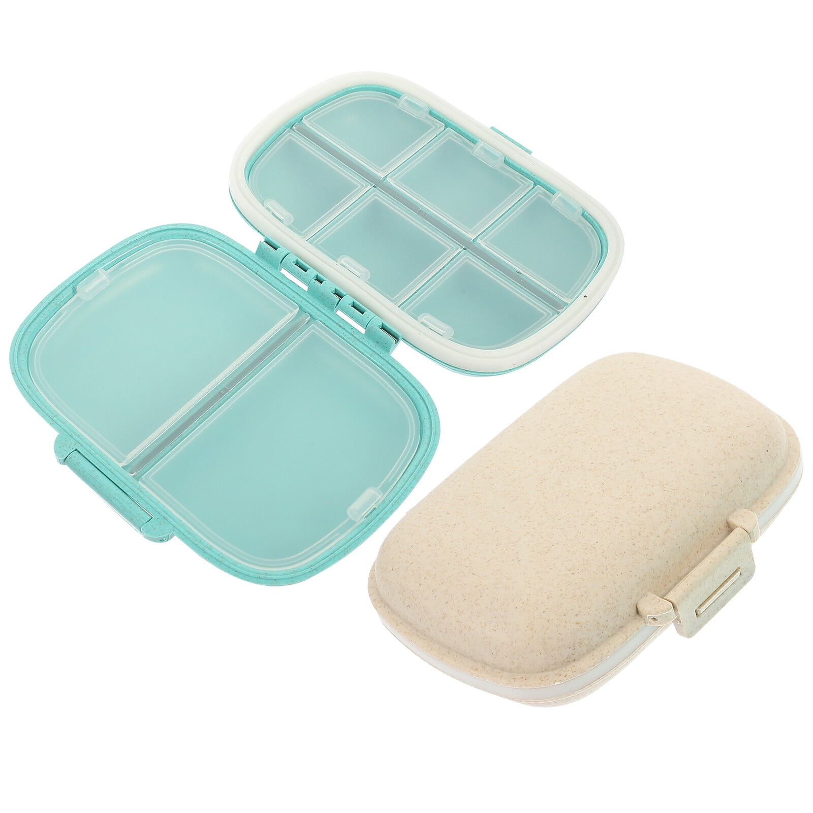 2 Count Pill Container Storage Blue Case Food Grade - Walmart.com