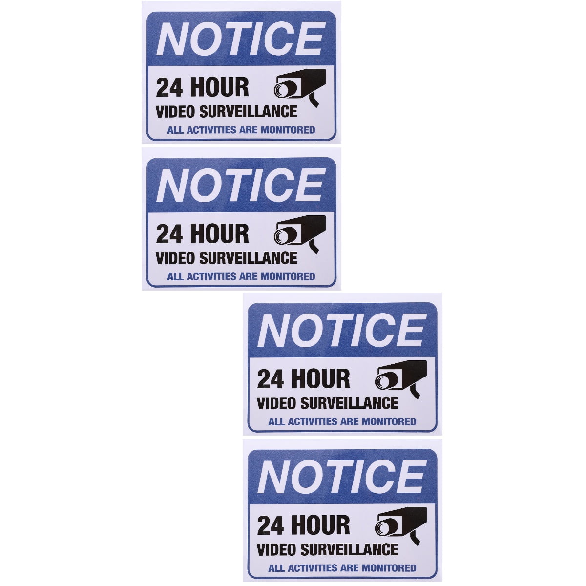 2 Count Security Sign Monitoring Warning Stickers Smooth Surface ...