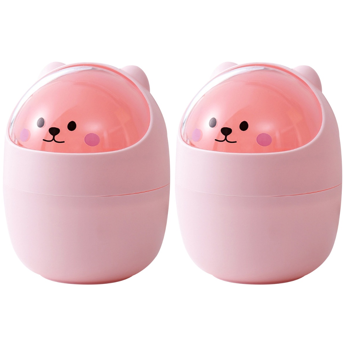 2 Count Small Plastic Trash Can Desktop Garbage Slim with Lid Pink ...