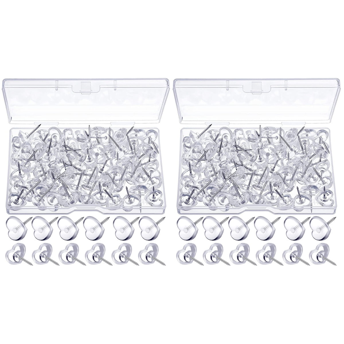 2 Count Transparent Heart Pushpin Map Markers Thumb Tacks - Walmart.com