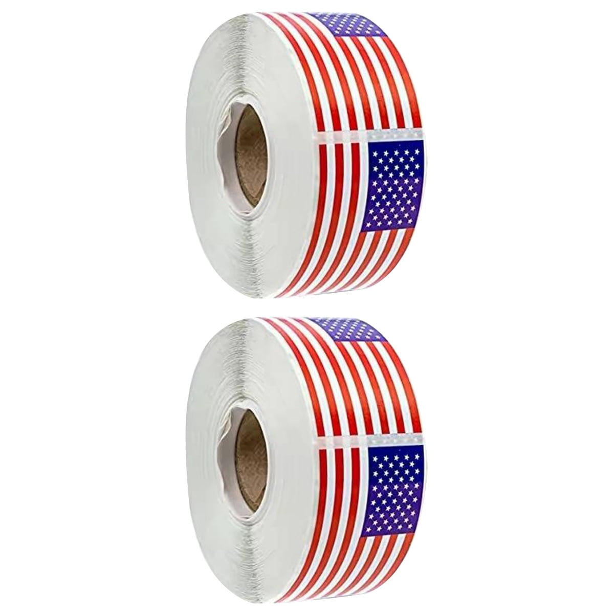 2 Count Us Patriotic Sticker Roll Usa Flag Flags and Blue Stickers ...