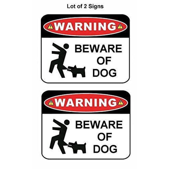 2 Count Warning Beware of Dog Funny Metal Sign Size: 8 x 12 Inch ...