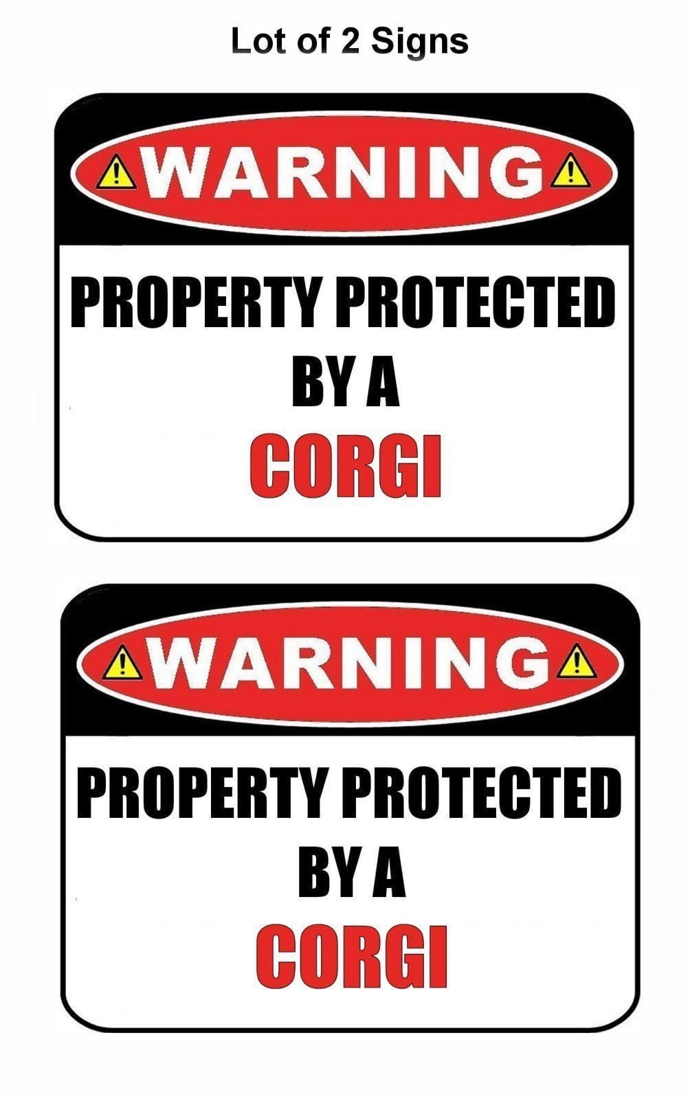 2-Count Warning Property Protected by a Corgi 9 inch x 11.5 inch ...