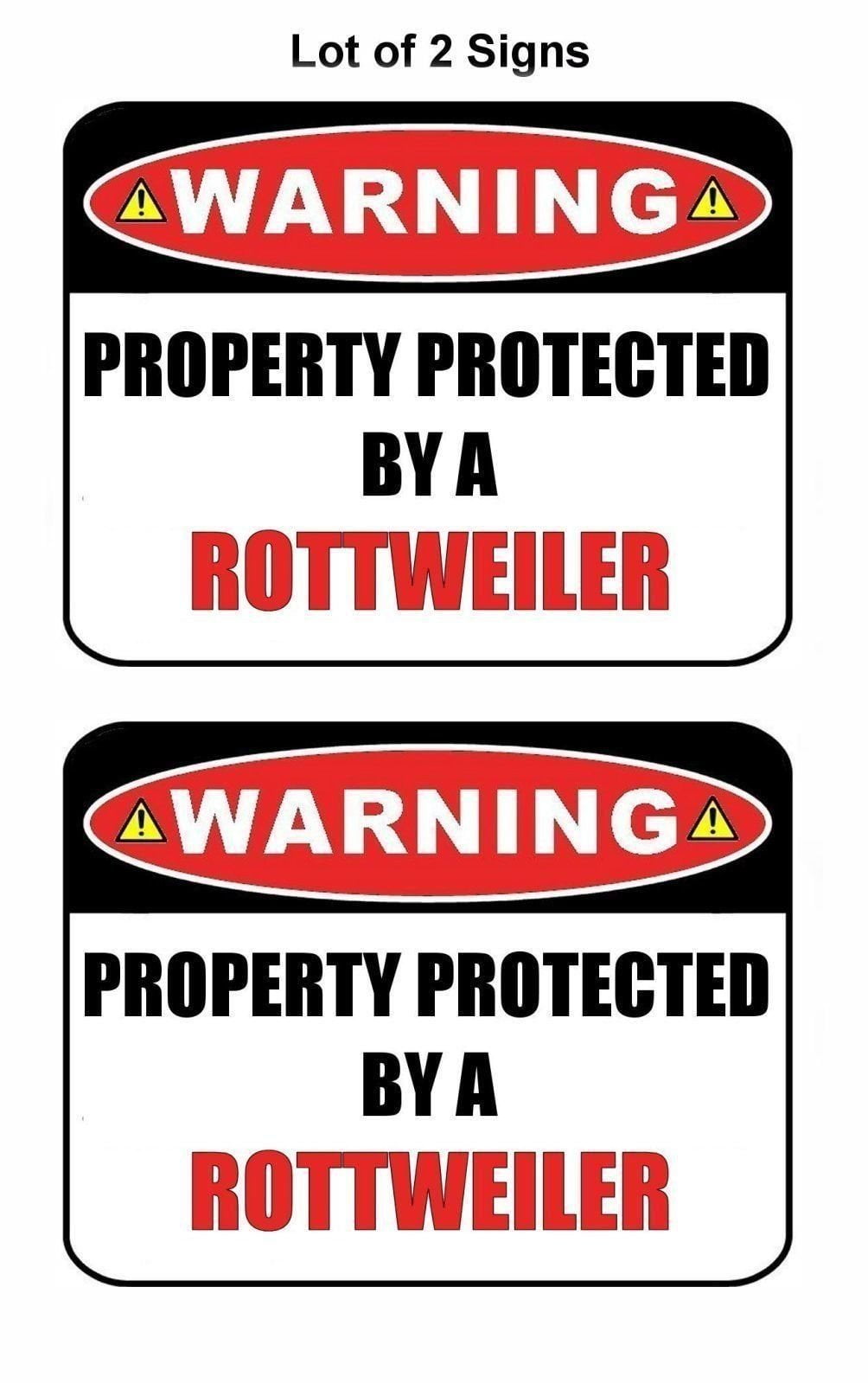 2-Count Warning Property Protected by a Rottweiler 9 inch x 11.5 inch ...