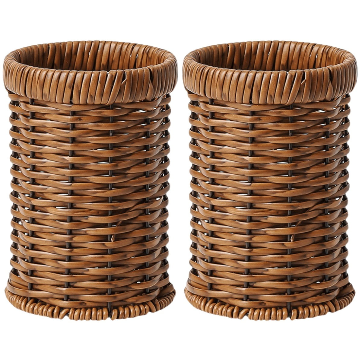 2 Count Wicker Basket Kitchen Utensils Countertop Cutlery Organizer ...