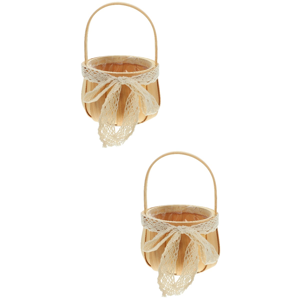 2 Count Wicker Laundry Basket Lace Wooden Flower Practical Bridesmaid Child - Walmart.com