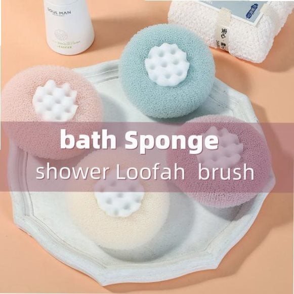 2 Counts Bath Sponge Body Brush,Exfoliating Body Scrubber Mesh Balls ...