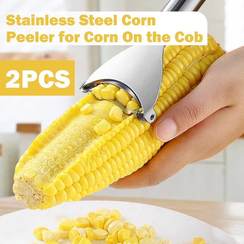 2 Counts Corn Peeler for Corn Cobcorn on the Cob, Stainless Steel Corn Stripper with Ergonomic ...