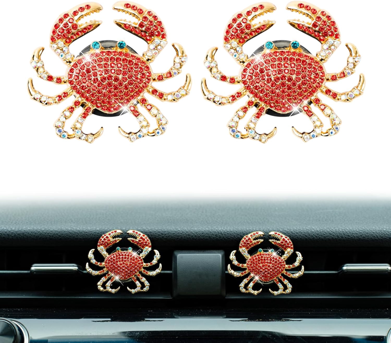 2 Crab air freshener vents, cute air diffusers, sparkling crystal ...